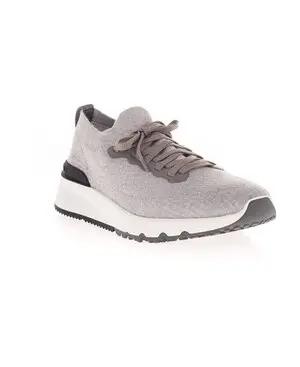 Brunello Cucinelli Knitted Lace-up Sneakers - Grey