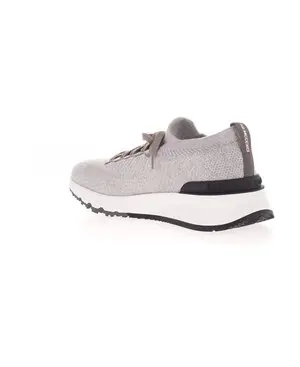 Brunello Cucinelli Knitted Lace-up Sneakers - Grey