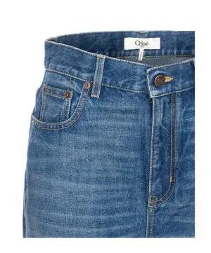 Chloé Logo Patch Flared Jeans - Mid Denim