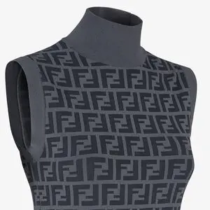 Fendi Ff Motif Sleeveless High Neck Maxi Dress
