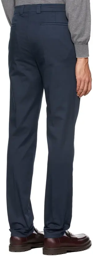 Brunello Cucinelli Pleated Straight-leg Trousers - Navy Blue