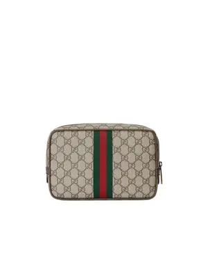 Gucci Web Striped Toiletry Case - Nude