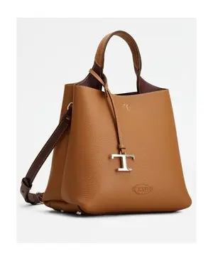 TOD'S T Logo Plaque Tote Bag - Brown