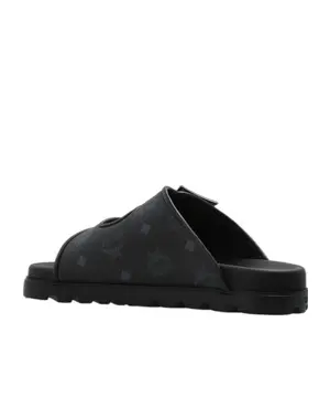 Mcm Buckle-detail Flat Sandals - Black