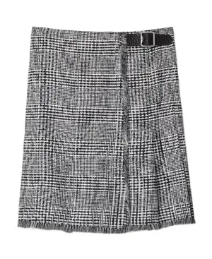 Burberry Plaid-check Pleated Fringed Mini Skirt
