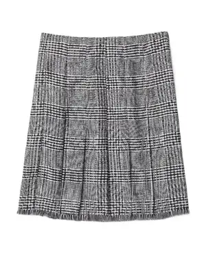 Burberry Plaid-check Pleated Fringed Mini Skirt