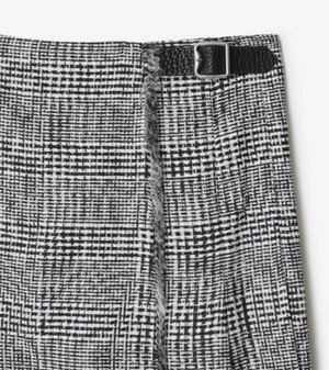Burberry Plaid-check Pleated Fringed Mini Skirt