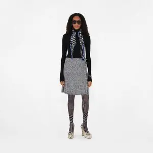Burberry Plaid-check Pleated Fringed Mini Skirt