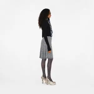 Burberry Plaid-check Pleated Fringed Mini Skirt