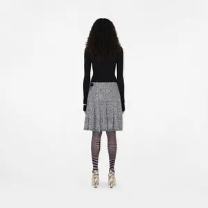 Burberry Plaid-check Pleated Fringed Mini Skirt
