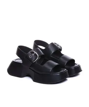 VIC MATIE Chunky Buckle Platform Sandals - Black