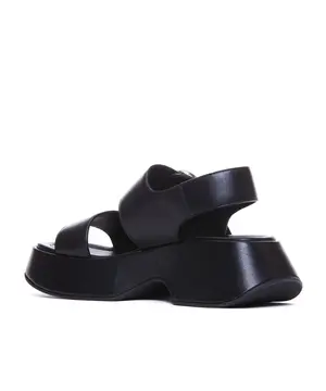 VIC MATIE Chunky Buckle Platform Sandals - Black