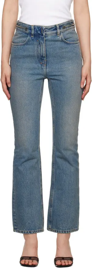 Givenchy Chain-detailed Bootcut Jeans - Medium Blue