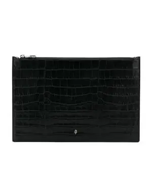 Alexander McQueen Crocodile Effect Skull Detail Pouch - No