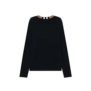 Burberry Icon Stripe Trim Wool Cashmere Sweater - Black