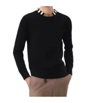 Burberry Icon Stripe Trim Wool Cashmere Sweater - Black