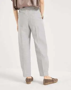 Brunello Cucinelli Sartorial Baggy Trousers With Stripe Pattern - Blue