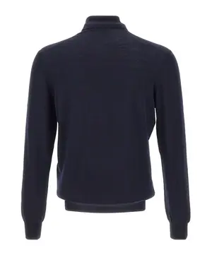GRAN SASSO Ribbed Turtleneck Knit Sweater - Blue