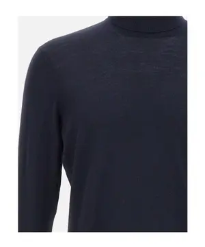GRAN SASSO Ribbed Turtleneck Knit Sweater - Blue