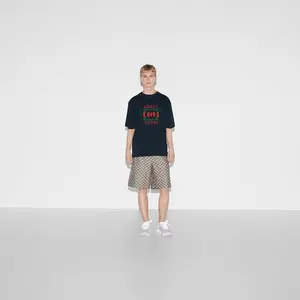 Gucci Logo Printed Crewneck T-shirt - Blue