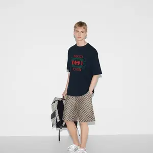 Gucci Logo Printed Crewneck T-shirt - Blue