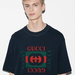 Gucci Logo Printed Crewneck T-shirt - Blue
