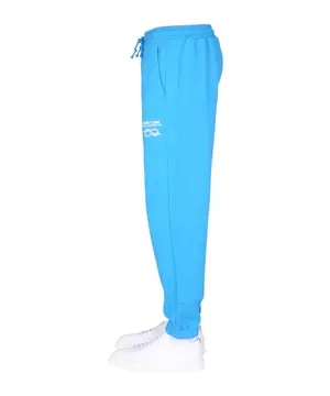 Helmut Lang Logo Printed Elastic Waist Jogging Pants - Blue