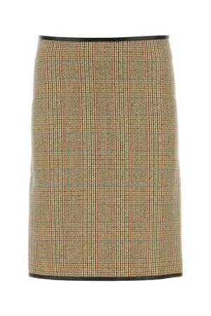 Bottega Veneta Check Patterned Side Slit Skirt