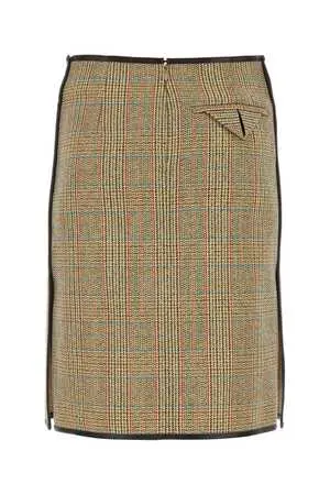 Bottega Veneta Check Patterned Side Slit Skirt