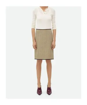 Bottega Veneta Check Patterned Side Slit Skirt