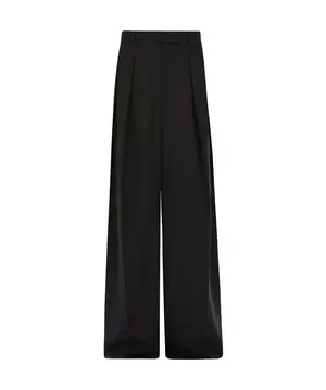 Sportmax Pleat Detailed Wide Leg Pants - Black
