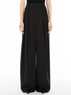 Sportmax Pleat Detailed Wide Leg Pants - Black