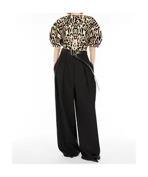 Sportmax Pleat Detailed Wide Leg Pants - Black