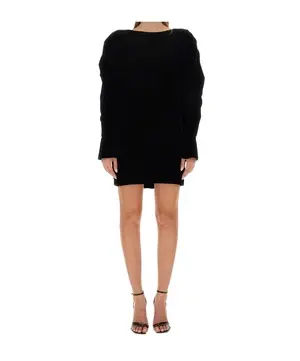 Black Velvet Puff Sleeve Dresses