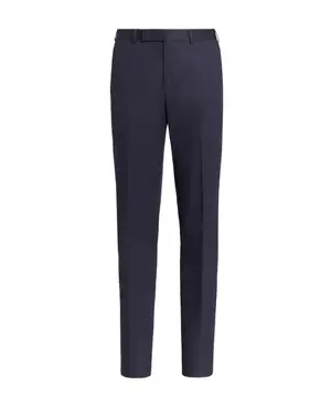 Zegna Navy Cotton Gabardine Slim-fit Trousers