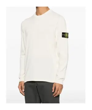 Stone Island Crew Neck Knitted Sweater With Compass Appliqu - Ivory