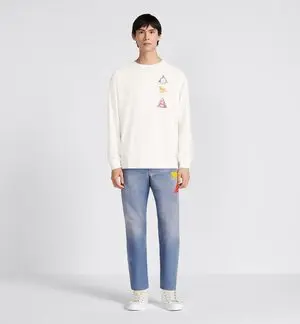 Dior Logo Patch Straight Leg Jeans - Blue