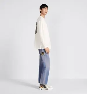 Dior Logo Patch Straight Leg Jeans - Blue