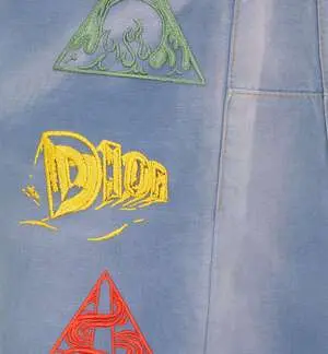 Dior Logo Patch Straight Leg Jeans - Blue