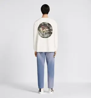 Dior Logo Patch Straight Leg Jeans - Blue