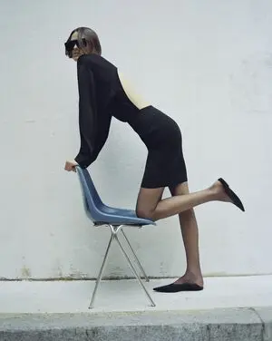 Saint Laurent Backless Long-sleeved Dress
