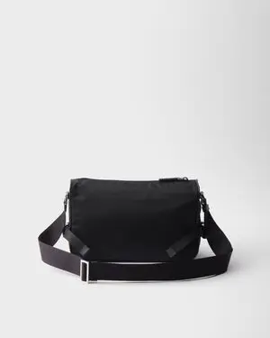 Prada Logo Plaque Zipped Messenger Bag - Black