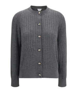 Bottega Veneta Ribbed-knit Crewneck Cardigan - Black