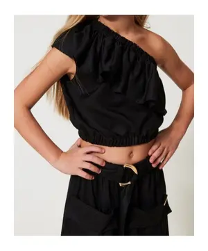 TWINSET One-shoulder Top With Maxi Flounce