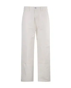 Stone Island Logo-printed Mid-rise Trousers - Plaster