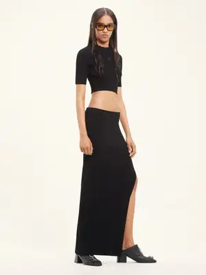 COURREGES Courrèges Ribbed Knit Maxi Skirt With Slit Detail