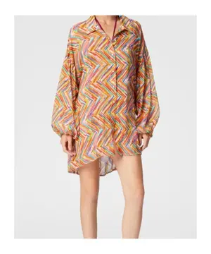 Missoni Printed Long Sleeve Collared Beach Dress