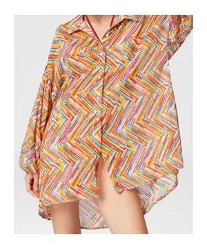 Missoni Printed Long Sleeve Collared Beach Dress