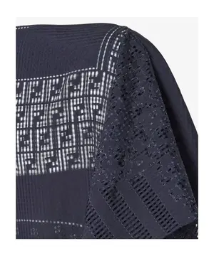 Fendi Boat Neck Asymmetrical Patchwork Top