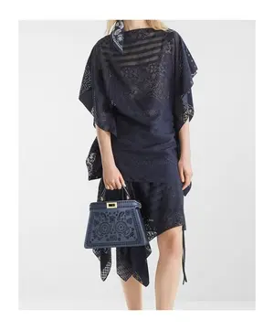 Fendi Boat Neck Asymmetrical Patchwork Top